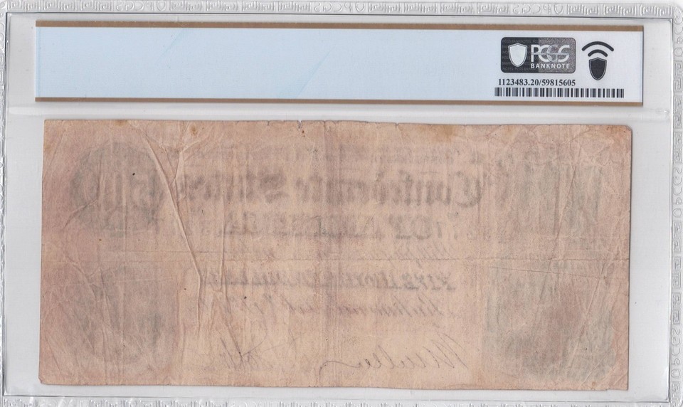 CONFEDERATE STATES OF AMERICA $500 Dollars 1864 T64 PCGS VERY FINE 20 ...