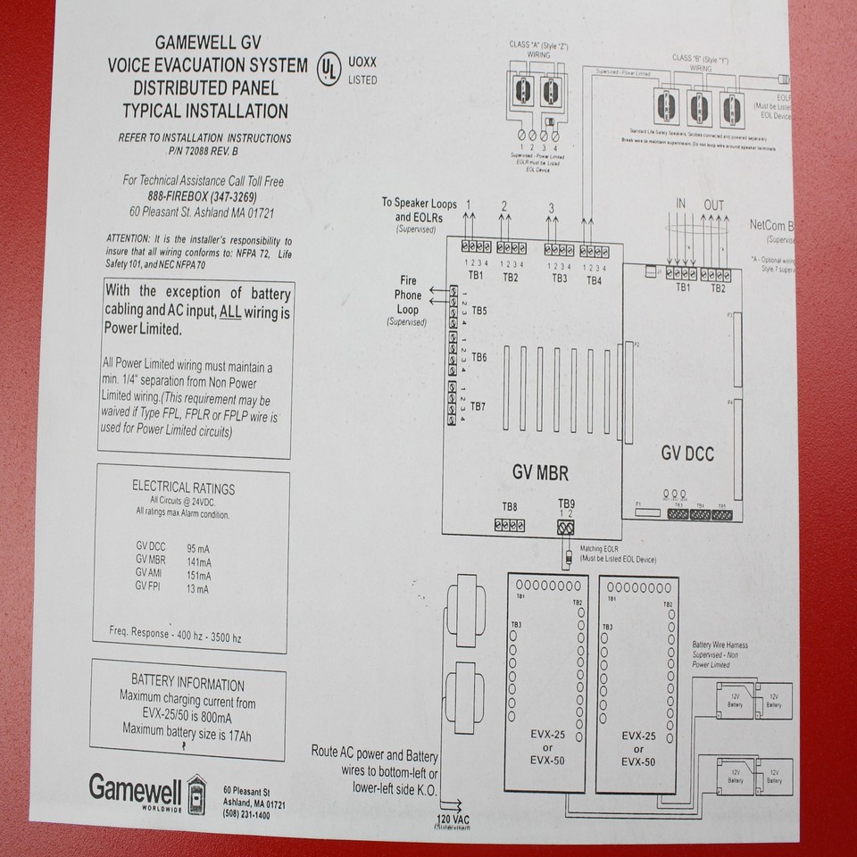 FCI GAMEWELL HONEYWELL GV-DP GV VOICE EVACUATION SYSTEM DISTRIBUTED ...
