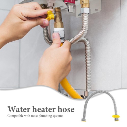 2 Piece/Pack Bellows Stainless Steel Water Heater Supply Lines 1/2 Gas ...
