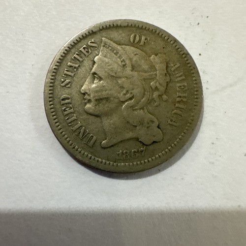 1867 United States of America Copper Nickel Three-Cent Coin | eBay