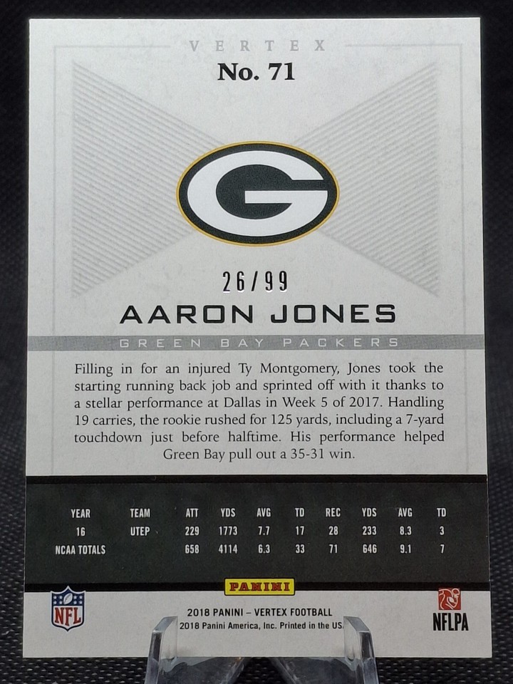 2017 Panini Vertex Aaron Jones RC Rookie Card #71 Quartz /99 | eBay
