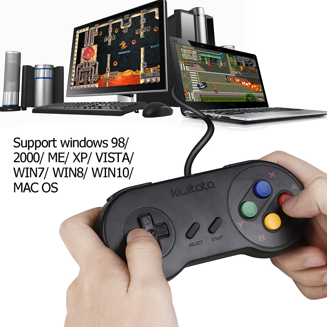 Wired SNES USB Super SNES Controller Gamepad for PC & MAC & Raspberry ...