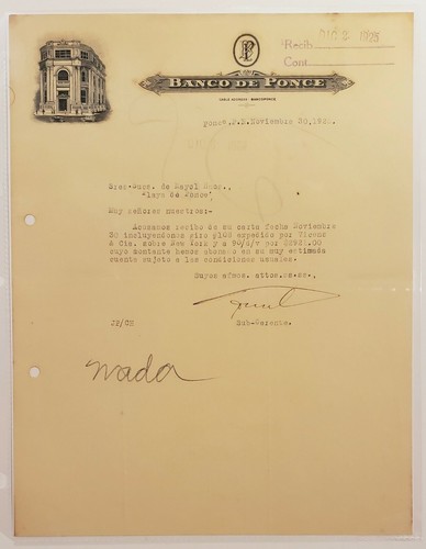 ANTIQUE COMMERCIAL LETTER / BANCO DE PONCE / PONCE PUERTO RICO 1925 #5 ...