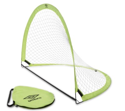 Umbro Pop-Up Portable Sport Soccer Goal Set with Lime Green Zipper ...