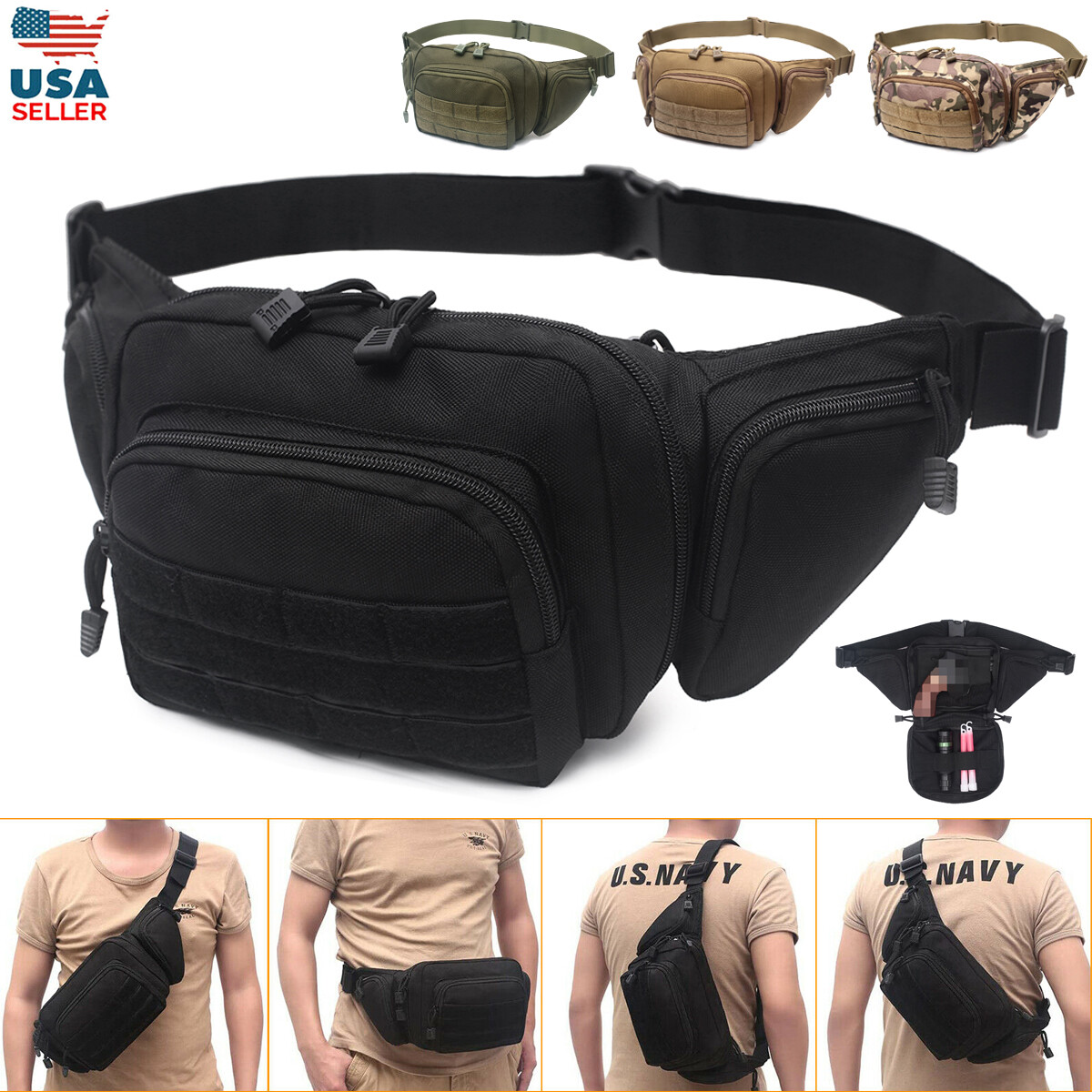 Tactical Belt Holster Mag Bag Military Concealed Carry Pistol Fanny ...