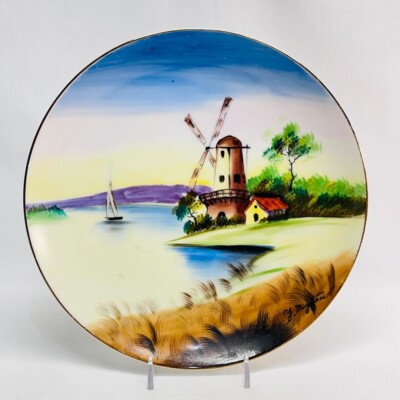 VTG Collectible Plate Occupied Japan Windmill Sailboat Sign Y Mizutani ...