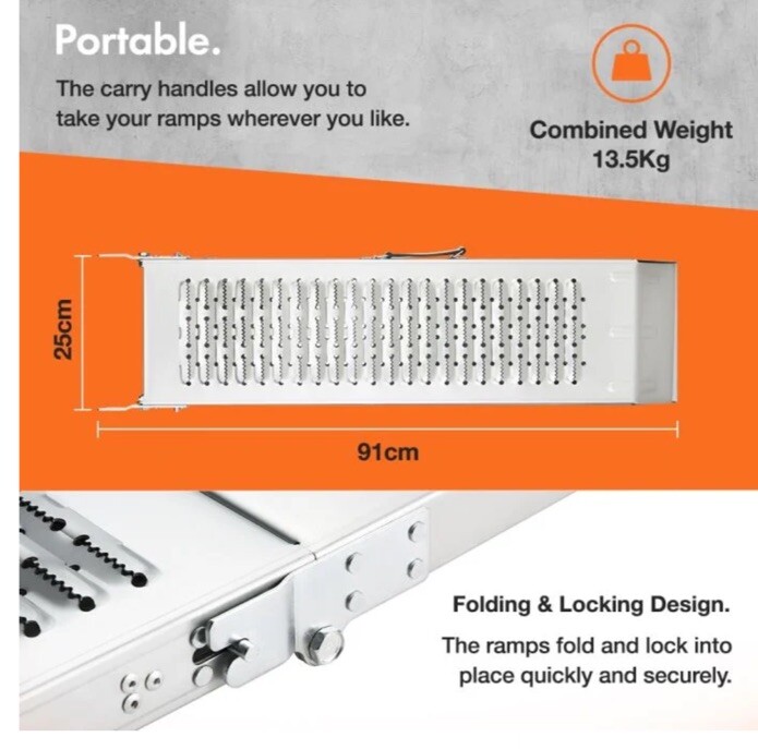 2PC FOLDABLE LOADING RAMP FOR MOTORBIKE SCOOTER WHEELCHAIR MOBILITY ...