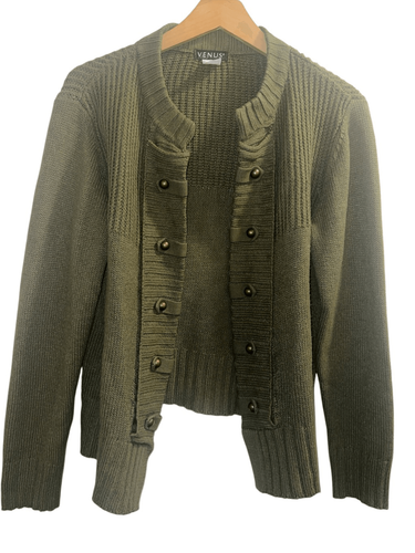 Venus Tab Button Detail Green Sz Large Cardigan | eBay
