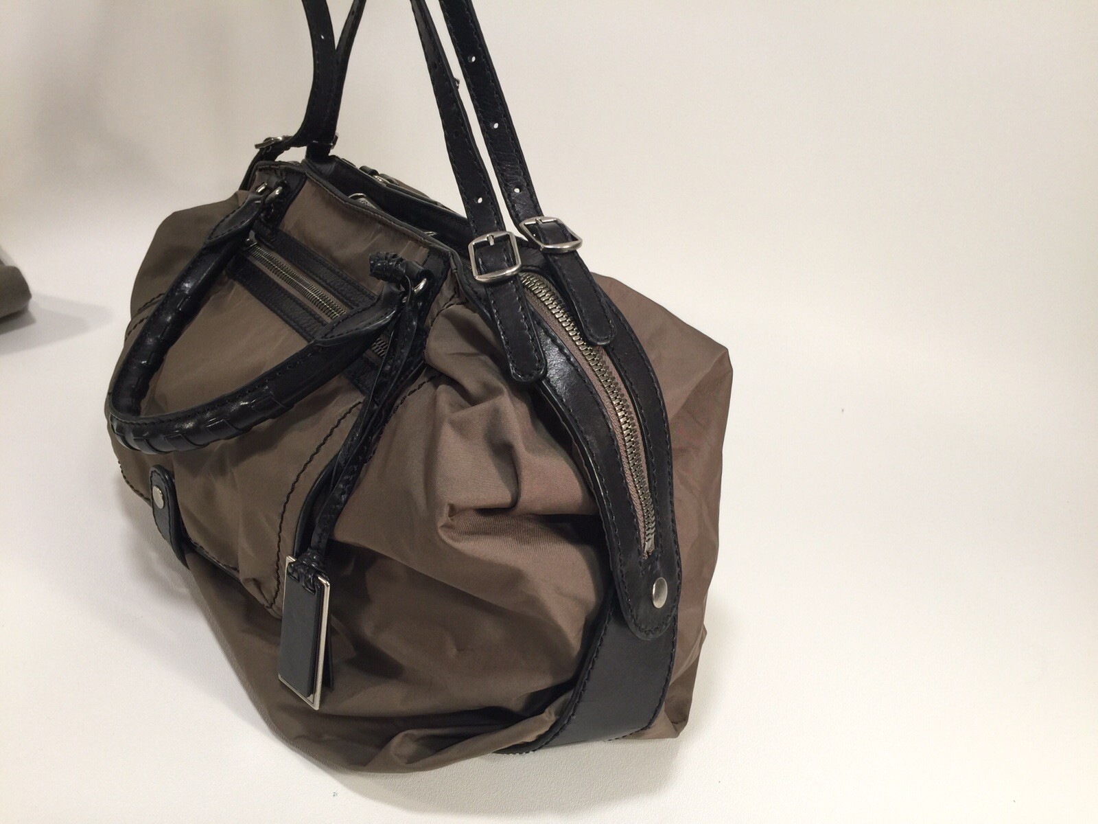 Olivia gryson Nylon handbag Brown Satchel Purse Large | eBay