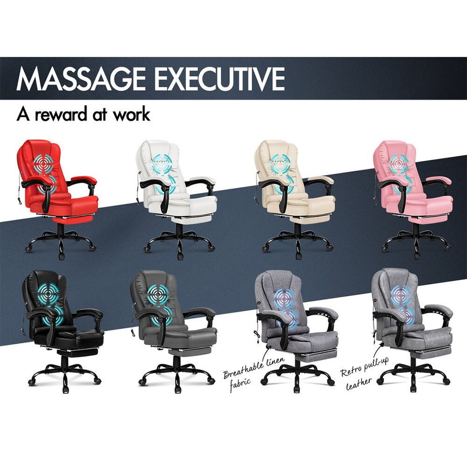 ELFORDSON Massage Office Chair Executive Recline Footrest Swivel ...