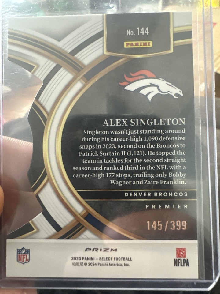 2023 Panini Select - Premier Level Alex Singleton #144 Orange Prizm Die ...