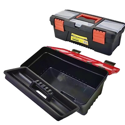 12" Small Heavy Duty Plastic Toolbox Chest Storage Tool Box Case Tray ...