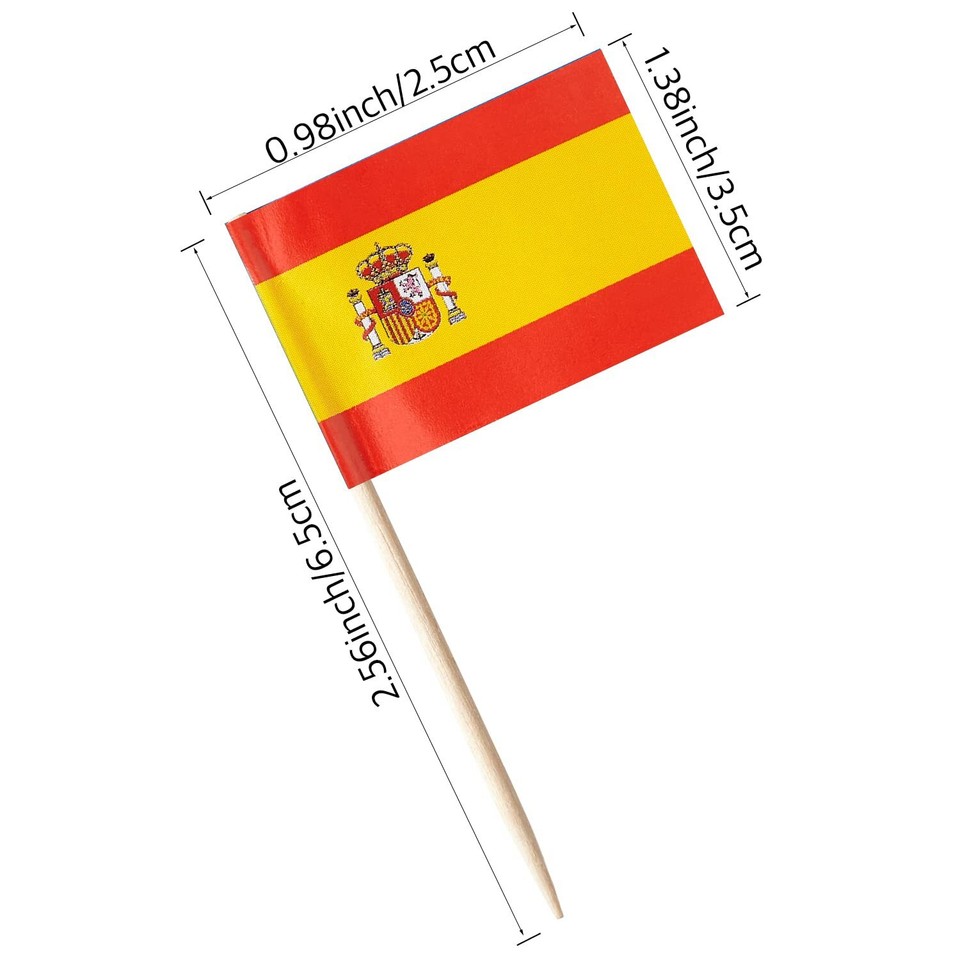 100 Pcs Spain Flag Spanish Toothpick Flags Small Mini Spanish Cupcake ...