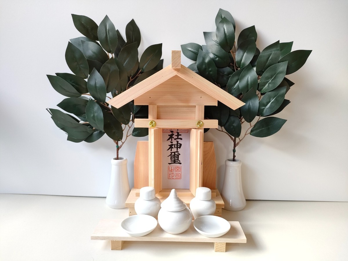 Kamidana Wooden Miniature Shinto Shrine Japanese God Altar Torii