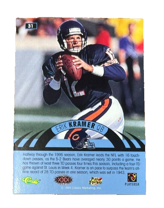 1995 Classic Card # 31 Erik Kramer - Chicago Bears | eBay