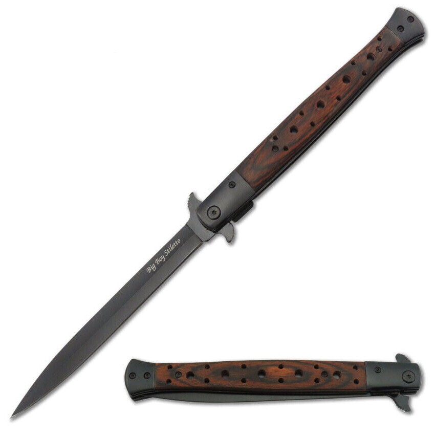 12.5" GIANT SPRING ASSISTED STILETTO TACTICAL FOLDING POCKET KNIFE ...