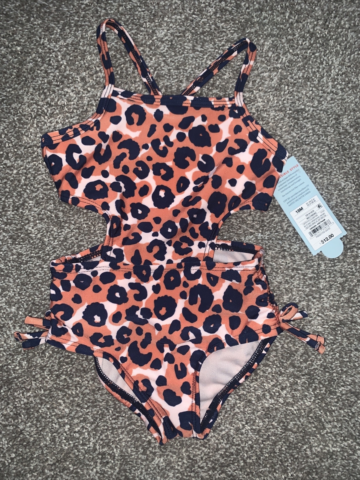 NWT Infant Baby Girl Cat & Jack Cheetah Print Swimsuit Bathing Suit ...
