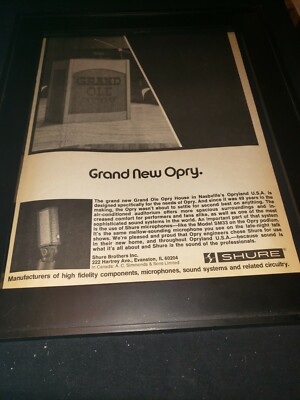 Shure Microphone Country Music Grand Ole Opry Rare Promo Poster Ad ...