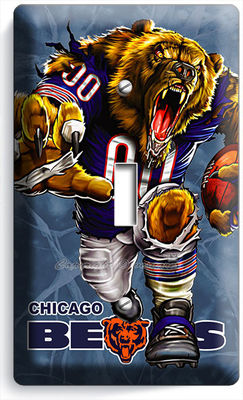 CHICAGO BEARS RUNNING ANGRY NFL FOOTBALL MAN CAVE SINGLE LIGHT SWITCH ...