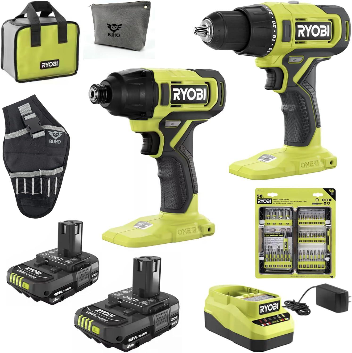 Cordless 2-Tool Combo Bundle With Ryobi 18-Volt Drill, Impact Driver ...