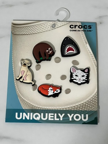 New Authentic CROCS Jibbitz Charms Animal Lover 5-Pack Dog Fox Shark ...