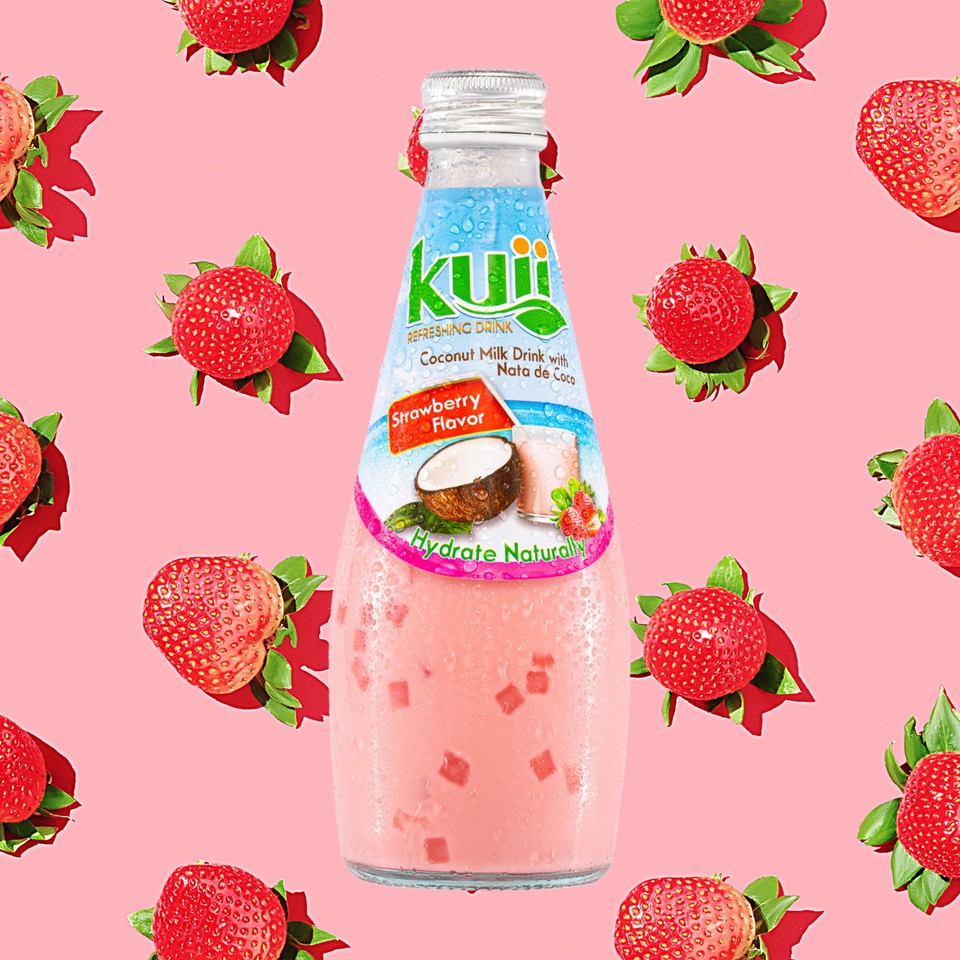 (6 Pack) Kuii Nata De Coco Strawberry Coconut Milk, 290 Ml Bottle ...