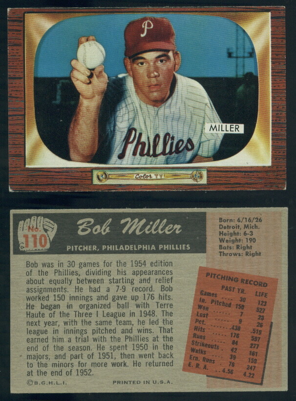 (67328) 1955 Bowman 110 Bob Miller Phillies-EM | eBay