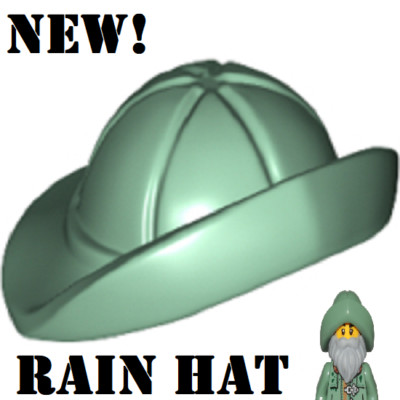 LEGO Minifigure Rain Hat Fisherman SAND GREEN Slicker Fishing Rain Gear ...