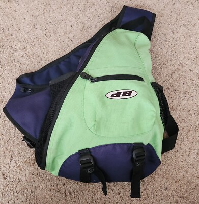 Vintage 1990s dB Sling Bag Backpack Single Strap Colorblock Style Green ...