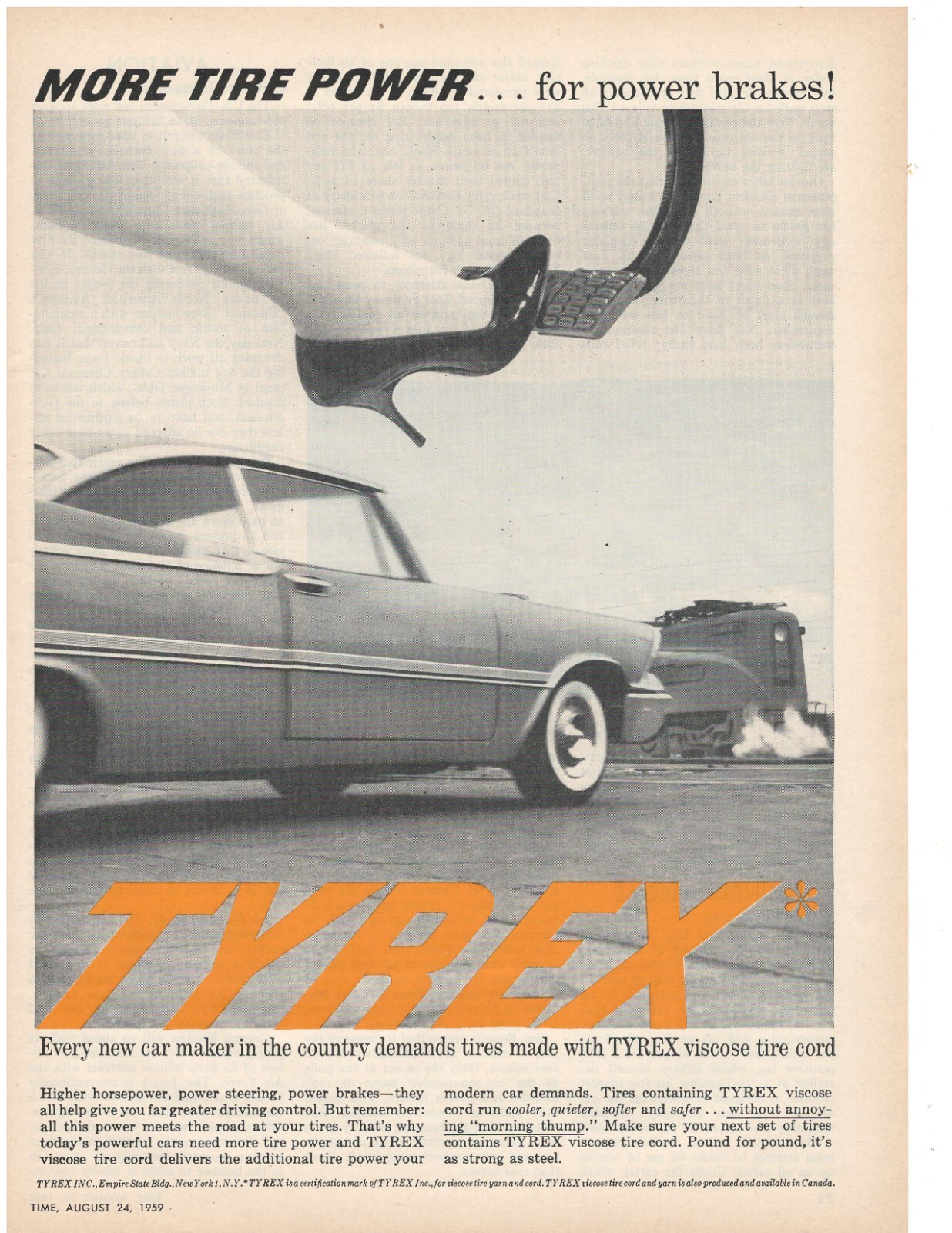1959 Tyrex Vintage Print Ad Tires Woman's Leg and Heel | eBay