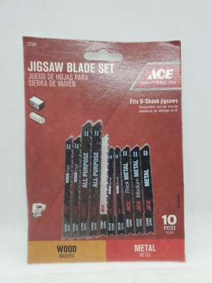 ACE 10 Piece jigsaw blade set ACE 23184 Fits U-shank Jigsaws | eBay