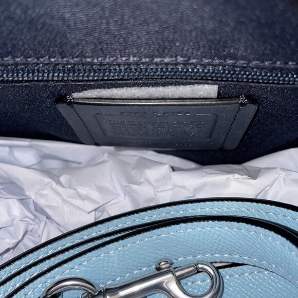 🐼💦 Coach C4081 🐼💦 Rowan Blue Leather Canvas Satchel Bag Crossbody 🐼 GB2 ...