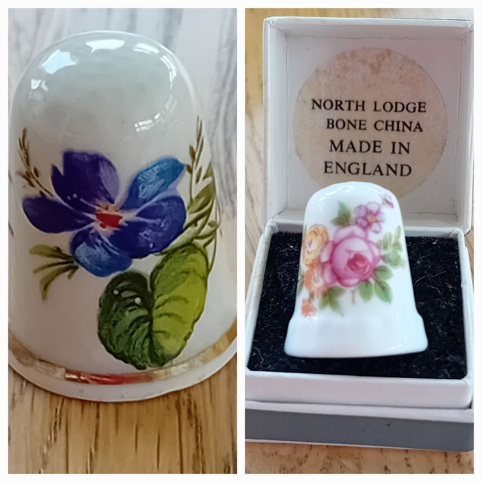 Two Collectable Bone China Thimbles Both Made in England Pretty ...