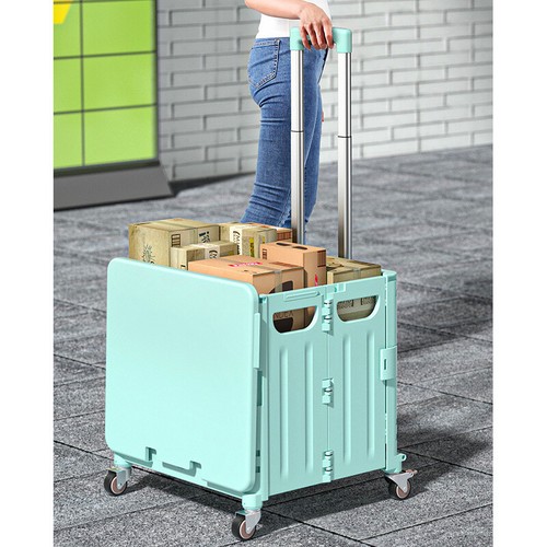 Folding Boot Cart Shopping Trolley Box on Wheels Crate Cart Stair ...