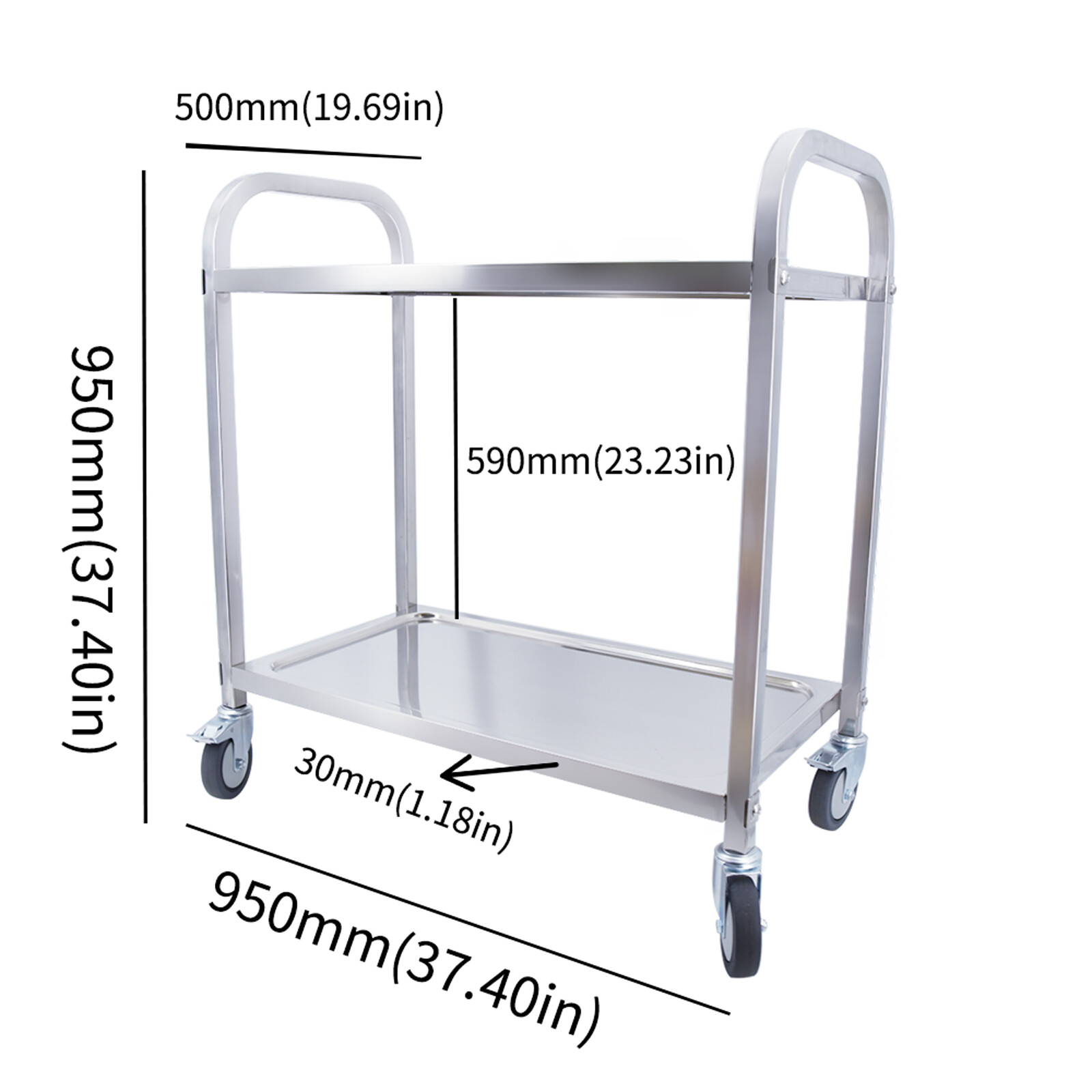 3 Tier Kitchen Trolley Stainless Steel Food Trolley Cart Utility Dining ...