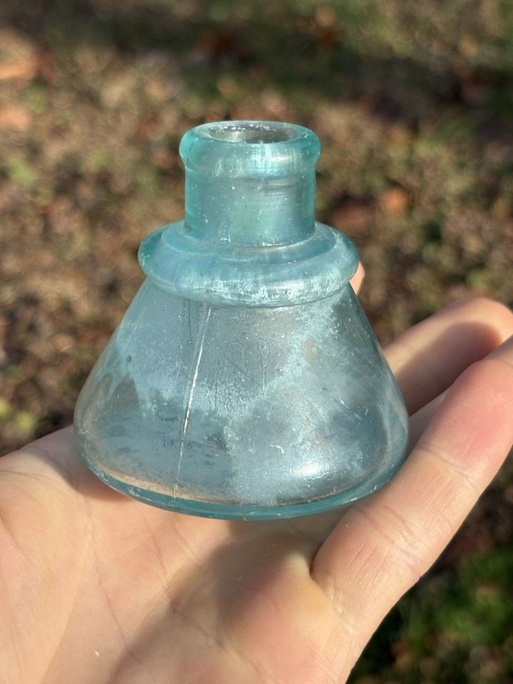 INKWELL - REC. WILMINGTON DE - ANTIQUE WRITING FLUID BOTTLE CONE INK ...
