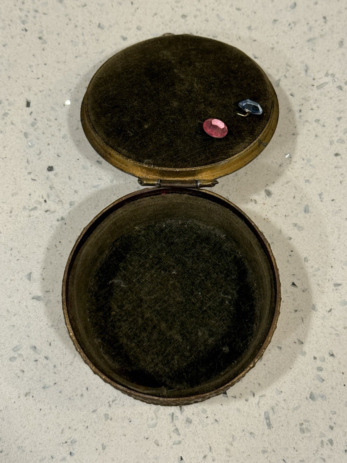 Antique Copper Trinket Box Hinged Lid Victorian Woman Portrait Velvet ...