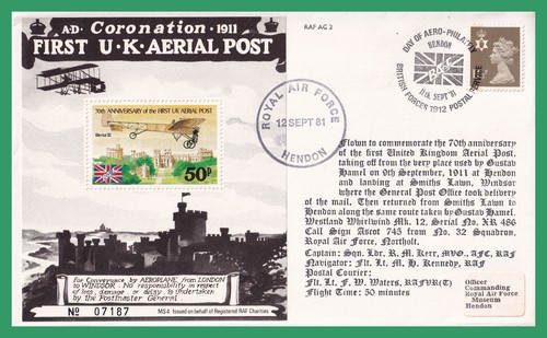 1981: 70th Anniversary of First UK Aerial Post (RAF AC2) Cover + BFPS ...