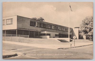 Connecticut Ansonia High School Exterior Ansonia CT Postcard Late 1930s ...
