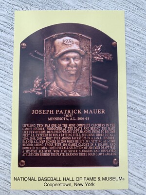 Joe Mauer 2024 National Baseball Hall of Fame Museum Plaque Postcard ...