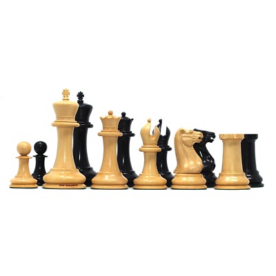 1849 Early Version Reproduced 4.4" Chess Set in Natural Boxwood/Ebony ...