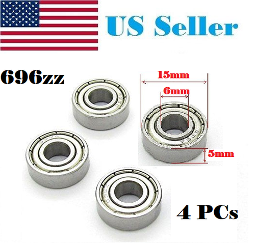 4Pcs 696-2Z 696ZZ Miniature Skate Board Bearings Ball Mini Bearing 6 X ...