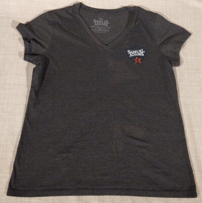 Samuel Adams Shirt Adult XL Gray Graphic Print Logo V Neck Poly Cotton ...