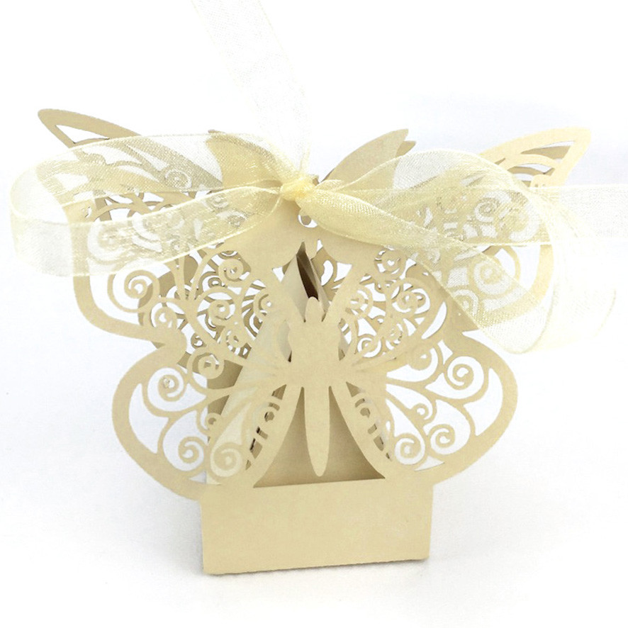 20-100 Luxury Boxes Wedding Party Favour Laser Cut Sweets Cake Candy ...