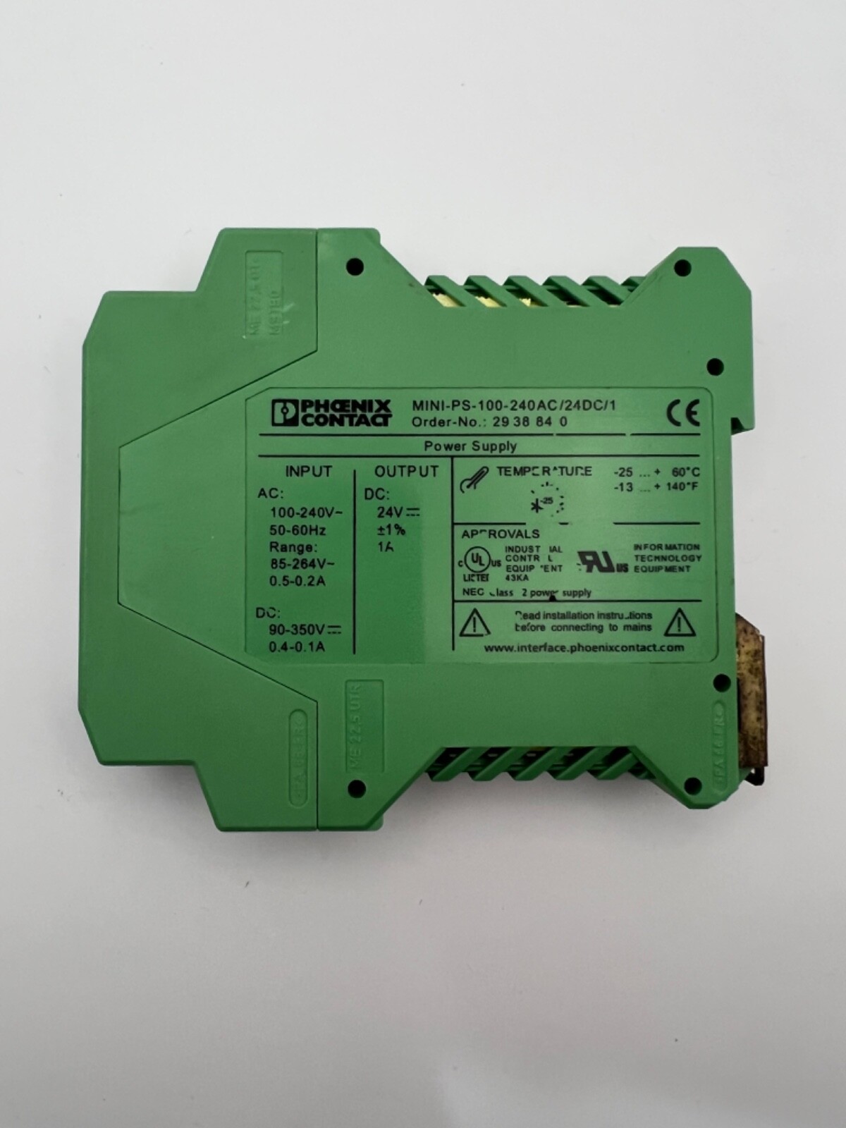 Phoenix Contact MINI-PS-100-240AC/24DC/1 Power Supply, 24VDC 1A, PN ...