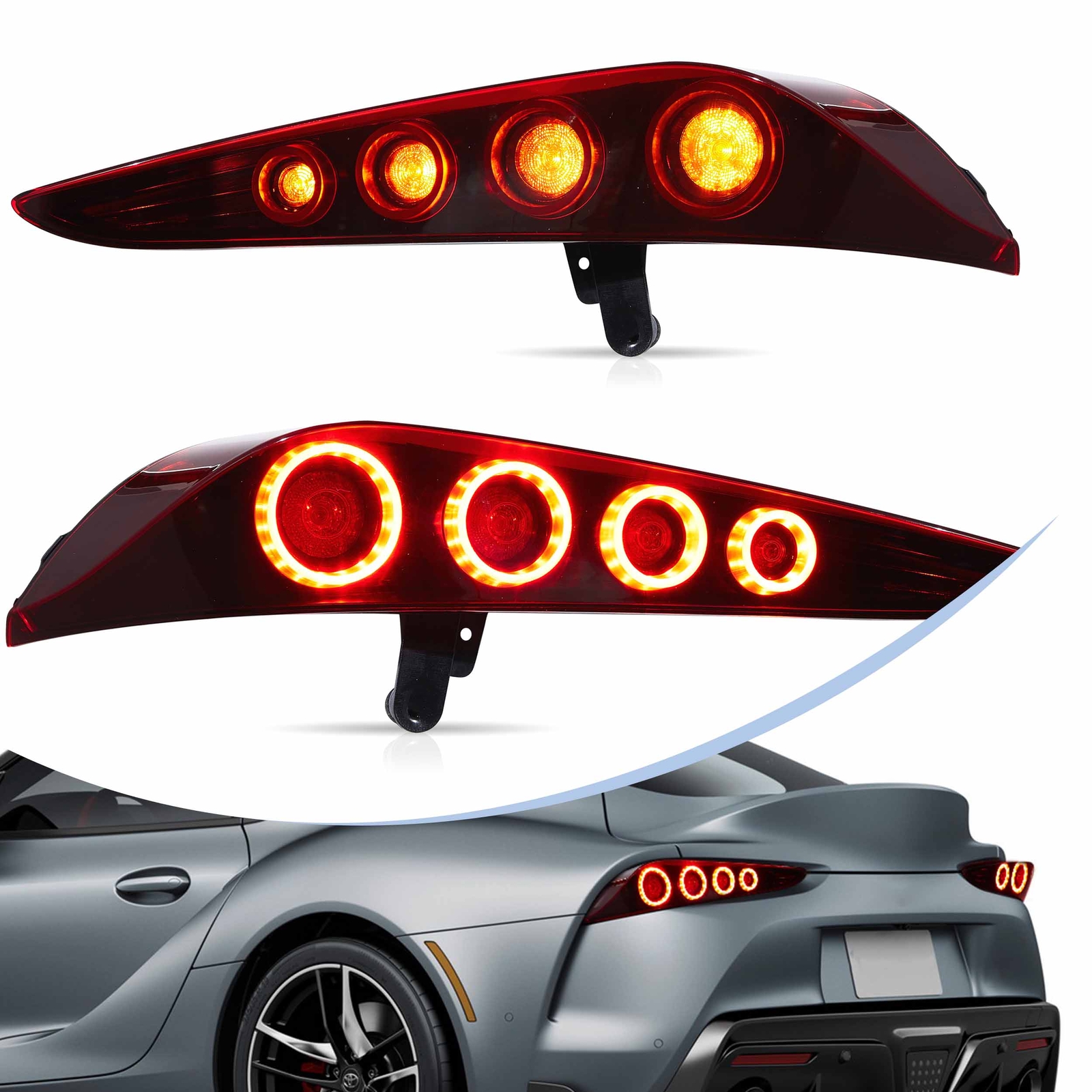 VLAND For 2020-24 Toyota GR Supra A90/A91 LED Red Tail Lights W ...