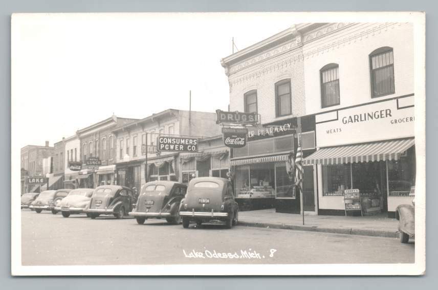 Main Street LAKE ODESSA Michigan RPPC Vintage Garlinger Grocery Photo ...