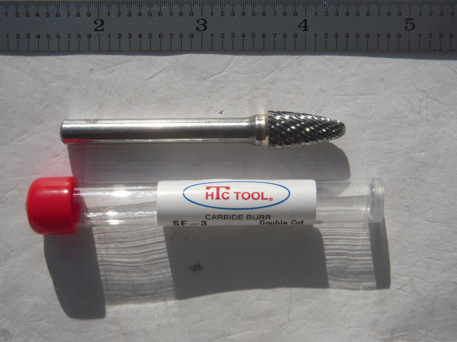 NEW HTC USA CARBIDE BURR TREE RADIUS SHAPE DOUBLE CUT 1/4"SH X 3/8" DIA ...