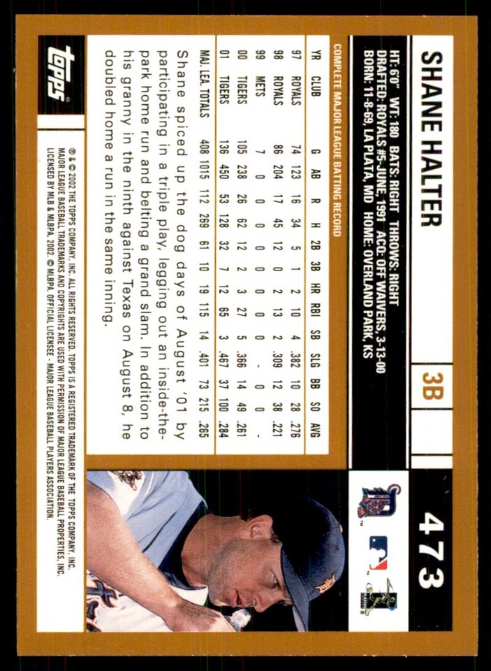 2002 Topps Shane Halter Baseball Cards #473 | eBay