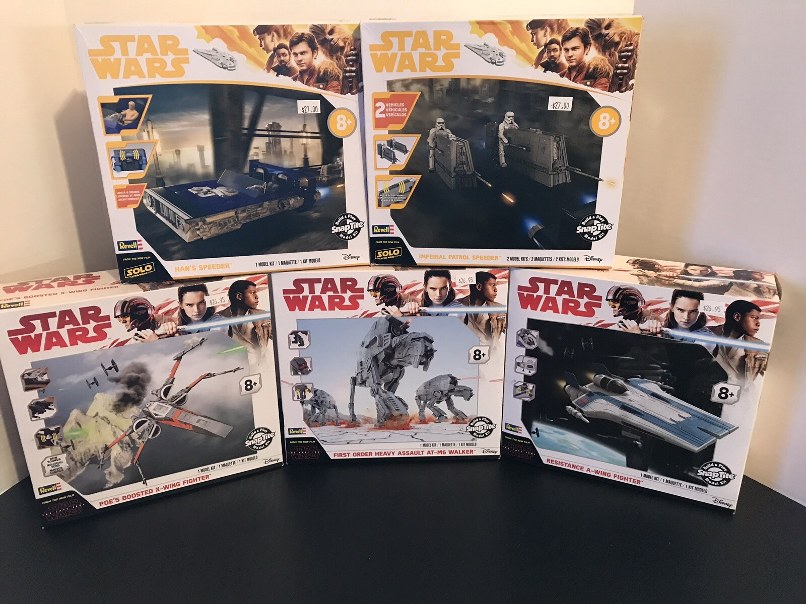 LOT OF 5 STAR WARS MODEL KITS, Star Wars The Last Jedi And Solo Star ...